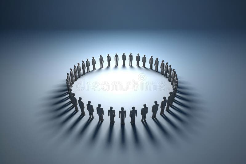 3D render people in circle stock illustration. Illustration of figure ...