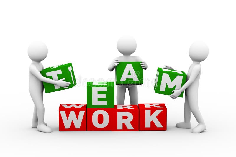 3D People Working On Teamwork Word Stock Illustration - Illustration of ...