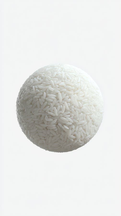 3D Render of a Perfectly Spherical Mound of White Rice on White Stock ...