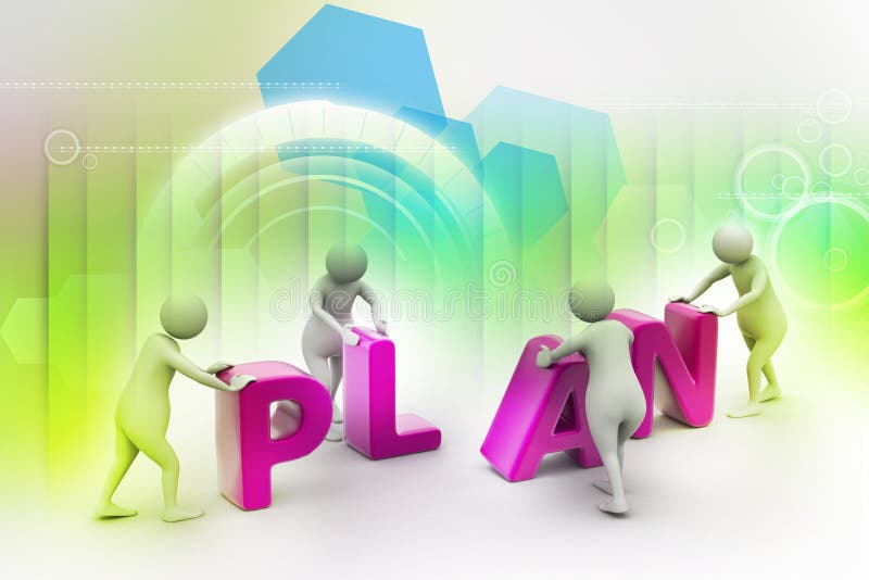 3d Render of Person Placing Plan Letters Stock Illustration ...