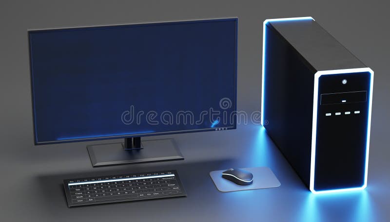 3D Render of Personal Computer Stock Illustration - Illustration of ...