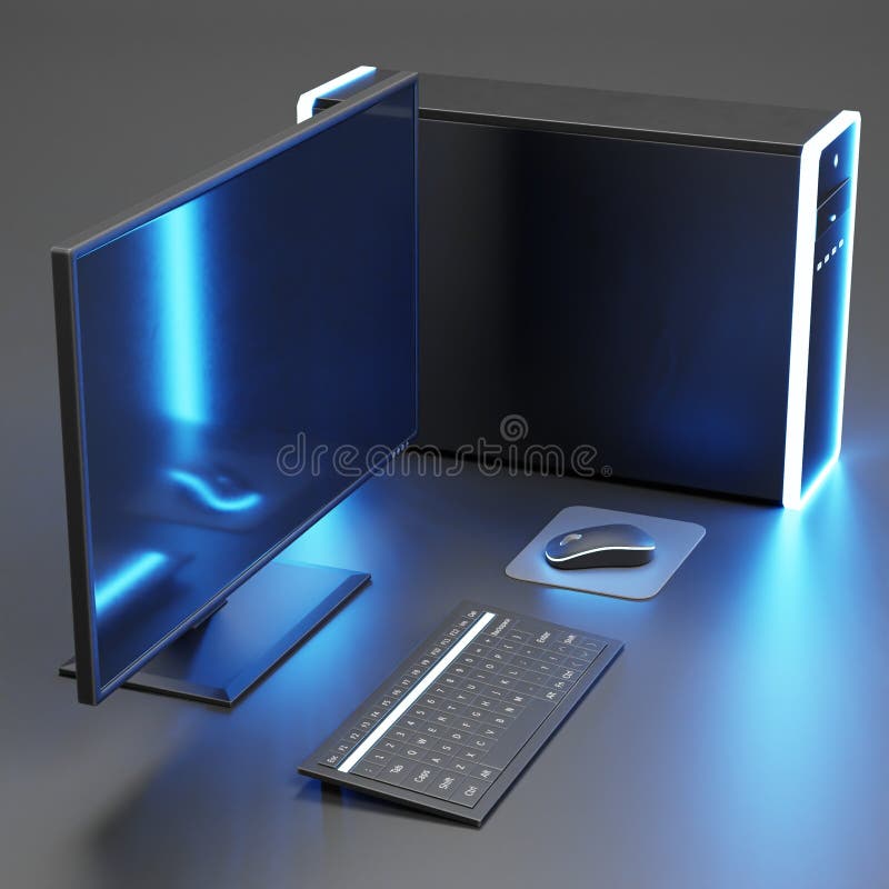 3D Render of Personal Computer Stock Illustration - Illustration of ...