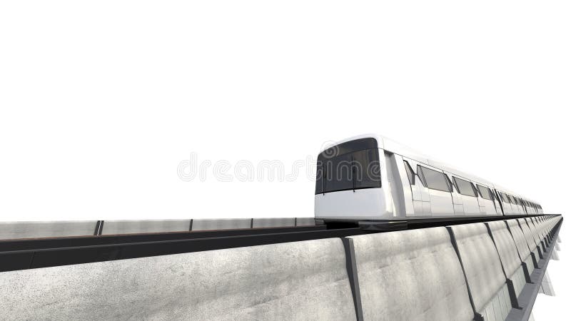 3D Render Sky Train with Rails on White Background. Stock Illustration ...