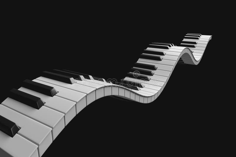 3d Render of Piano Keys Flying through the Space Isolated on Black ...