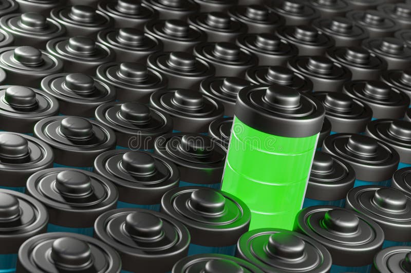 3d Render Pile of Lithium Batteries Ordered with Green Charging Level ...