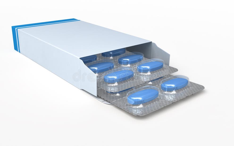 Pill box blue stock illustration. Illustration of render - 206258526