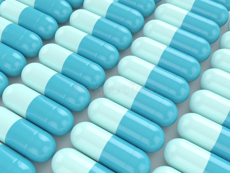 3d render of pills in row stock illustration. Illustration of clinic ...