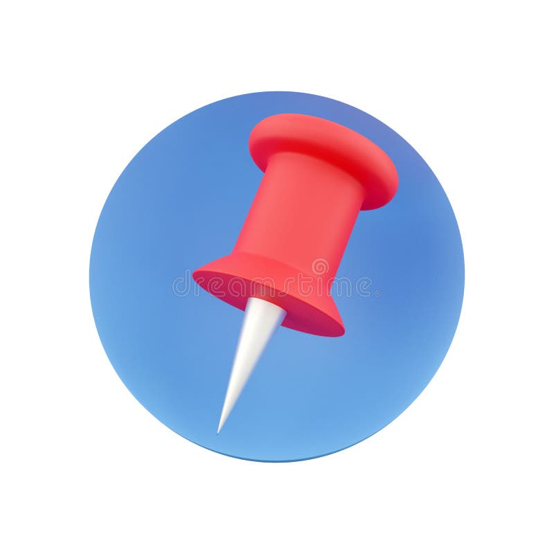 3d Render Pin In Blue Circle 3d Rendering Drawing Pin In Blue Circle Stock Illustration
