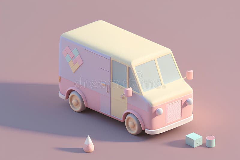 3d Render of Pink Camper Van. 3d Rendering Stock Illustration ...
