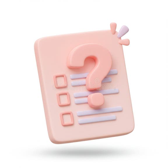 3D Render of Pink Checklist with Question Mark Stock Illustration ...