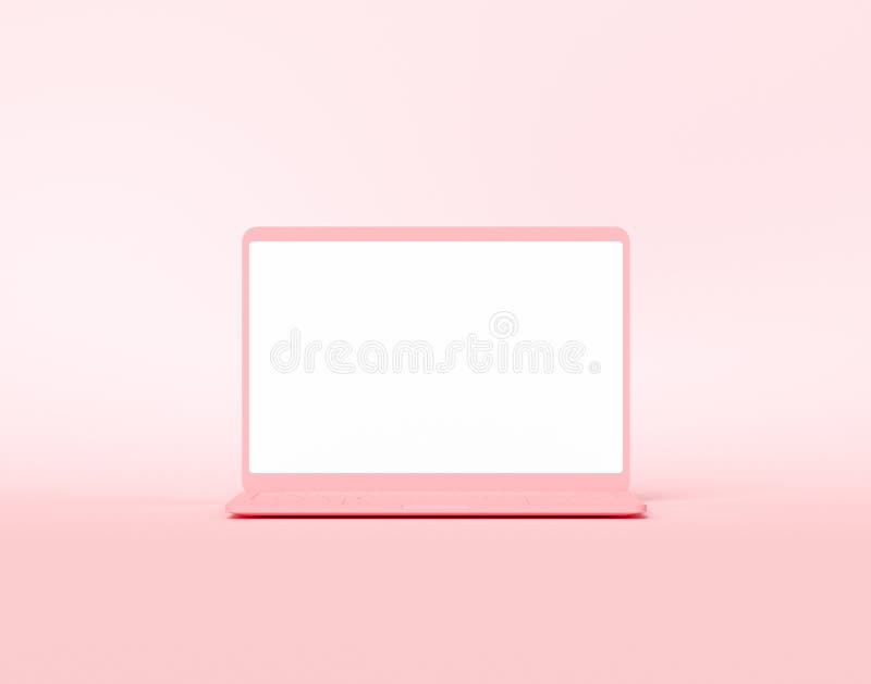 3d Render Pink Computer Notebook with Empty Screen on Pink Background ...
