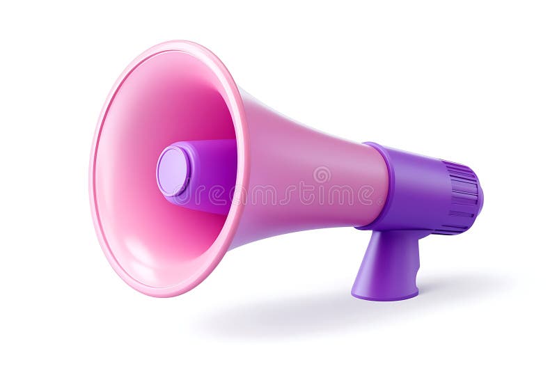 3D Render of a Pink and Purple Megaphone Isolated on White Background ...