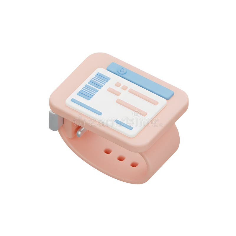 3D Render of a Pink Smartwatch with a Digital Boarding Pass Interface ...