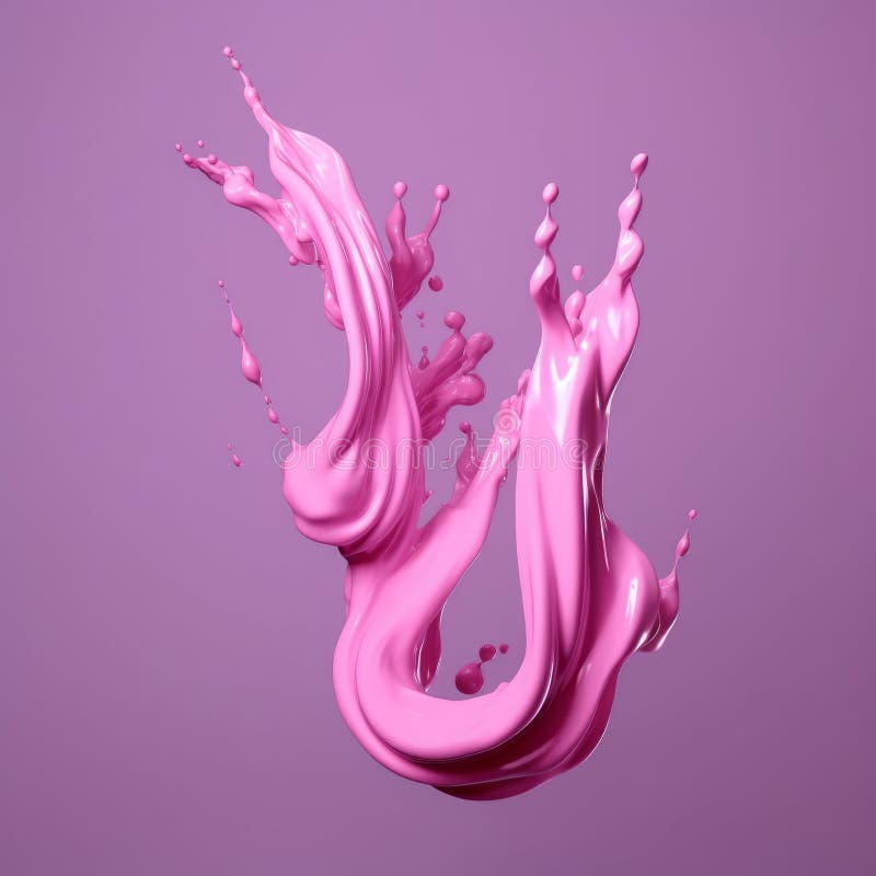 3d Render, Pink Twisted Splashing Jet Isolated on Violet Background ...