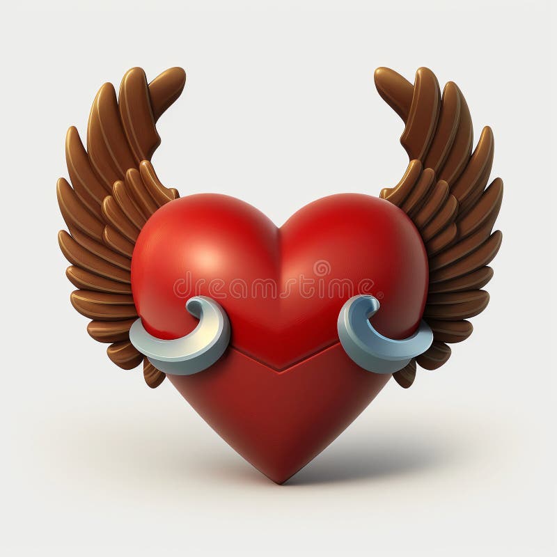 3D Render Pixar Style Red Hug Heart with Brown Stock Illustration ...