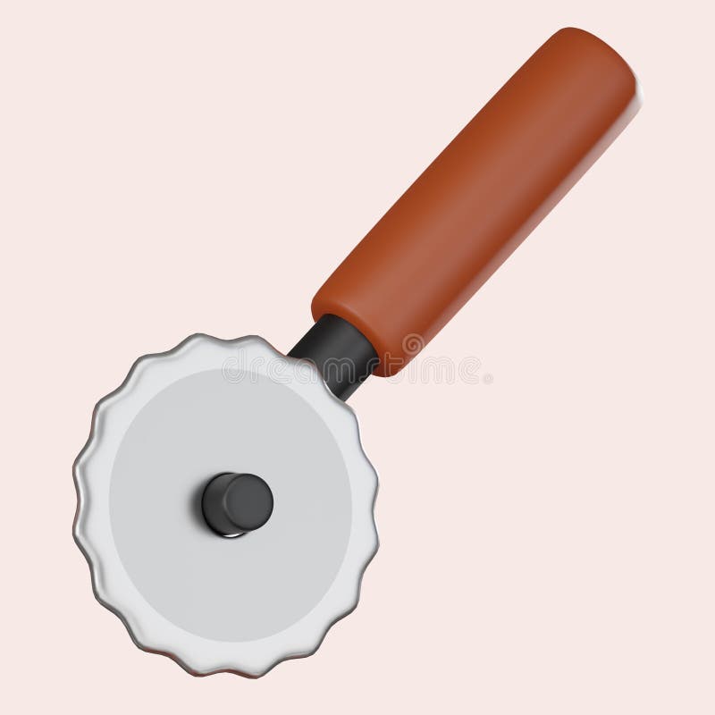 3D Render, Pizza Cutter with Modern Kitchen Style and Culinary ...