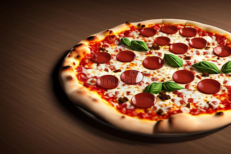 3d Render of Pizza on Table Stock Illustration - Illustration of baking ...