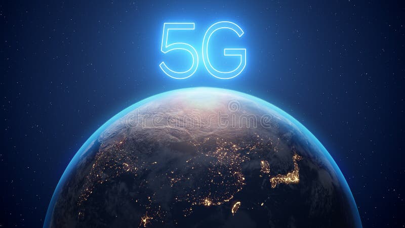 3d Render of Planet Earth, Over it the Message 5G Stock Illustration ...