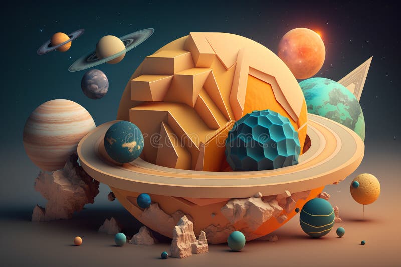 Solar System with Planets, Stars and Galaxies. 3d Illustration Stock ...