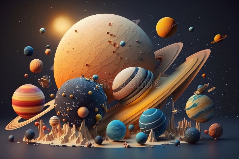3d Render of Planets in the Desert. Space Exploration Concept Stock ...