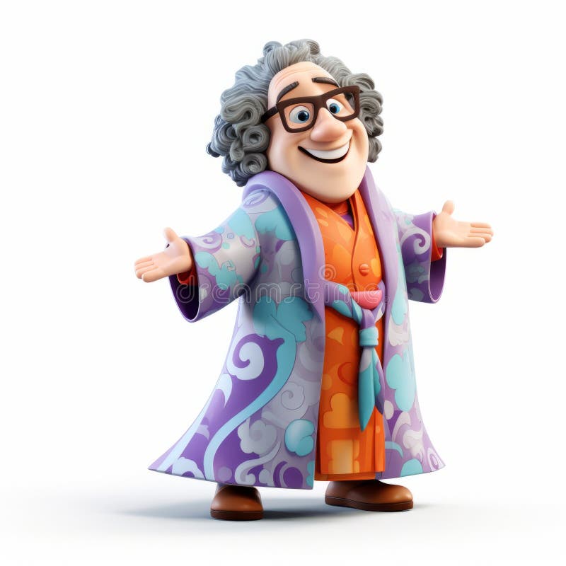 3d Render Plastic Cartoon of Harper in Robe - Full Body Stock ...
