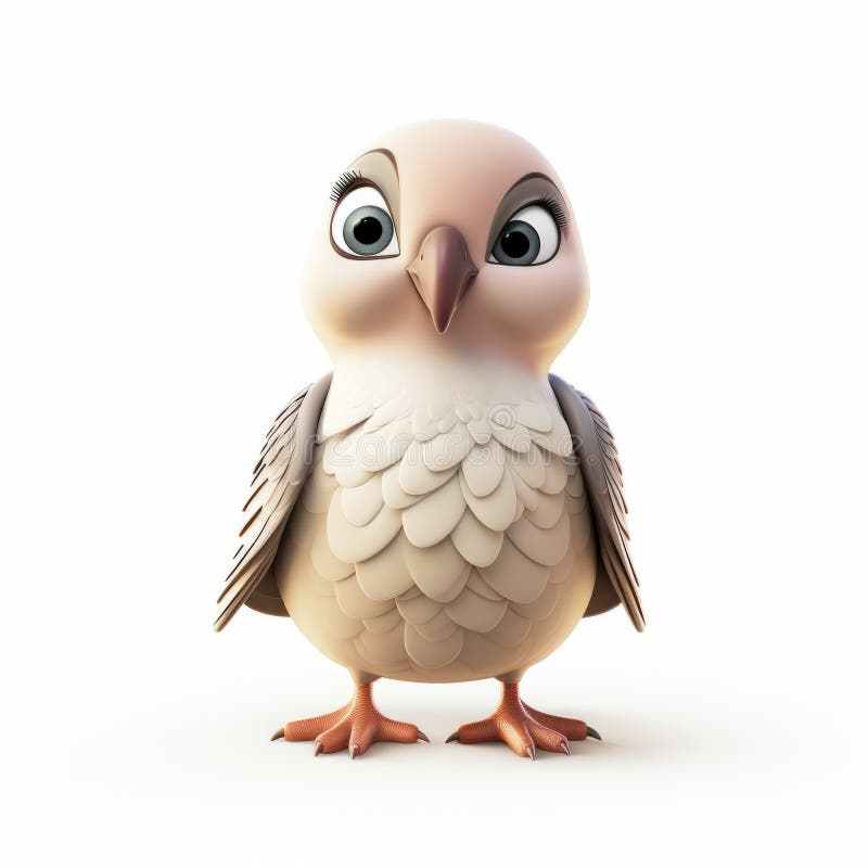 3d Rendered Plastic Cartoon Mourning Dove on White Background Stock ...