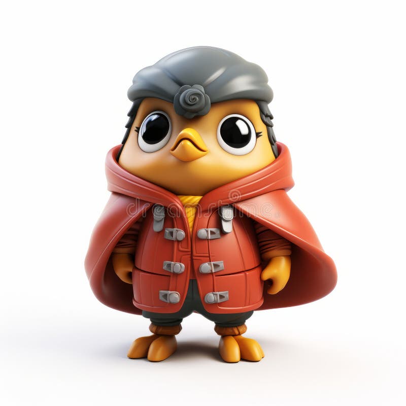 3d Render of Plastic Cartoon Robin in Full Body on White Background ...