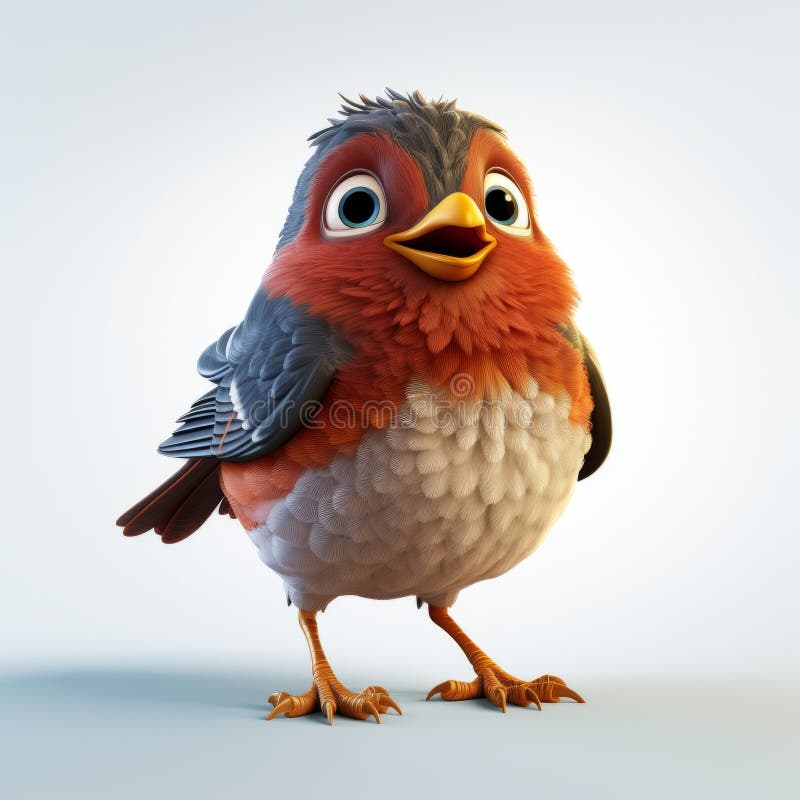 3d Render of Plastic Robin Cartoon Character on White Background Stock ...