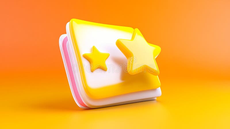 3D Render of Playful Layered Object with Yellow Stars on Orange ...