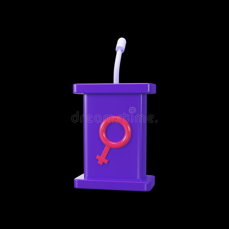 3D Render of Podium with Mic, Female Gender Sign on Black Stock ...