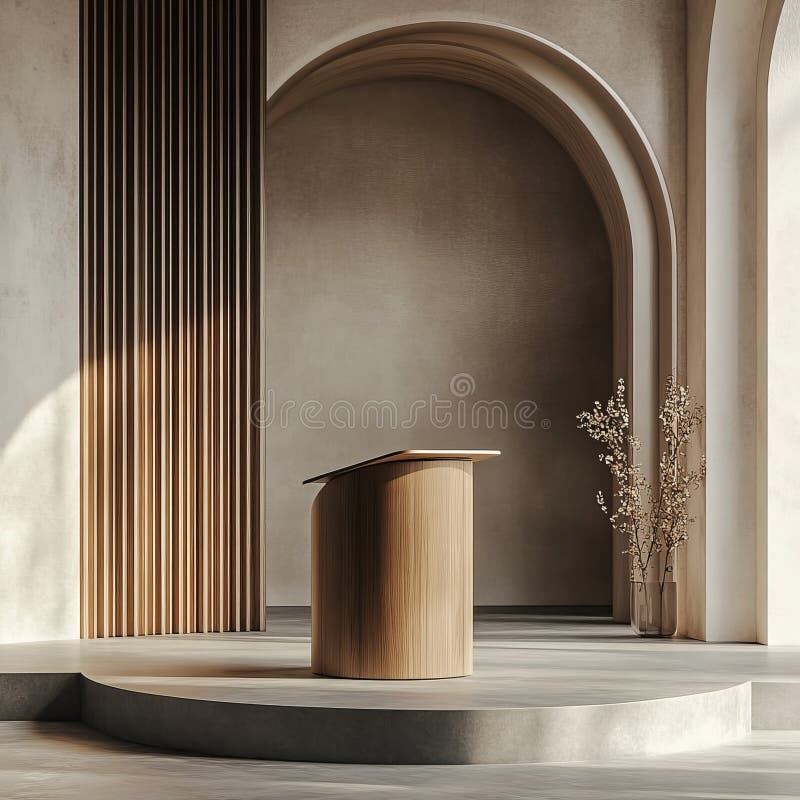 3d Render of a Podium in a Modern Interior with Decorative Elements ...