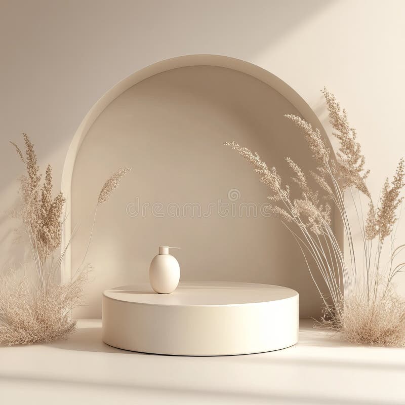 3d Render, Abstract Background with Geometric Forms, Podiums for ...