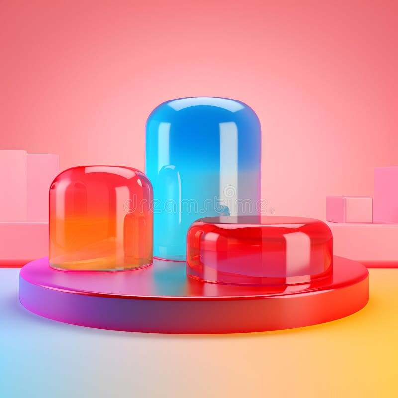 3d Render of Podium for Product Display. Abstract Geometric Background ...