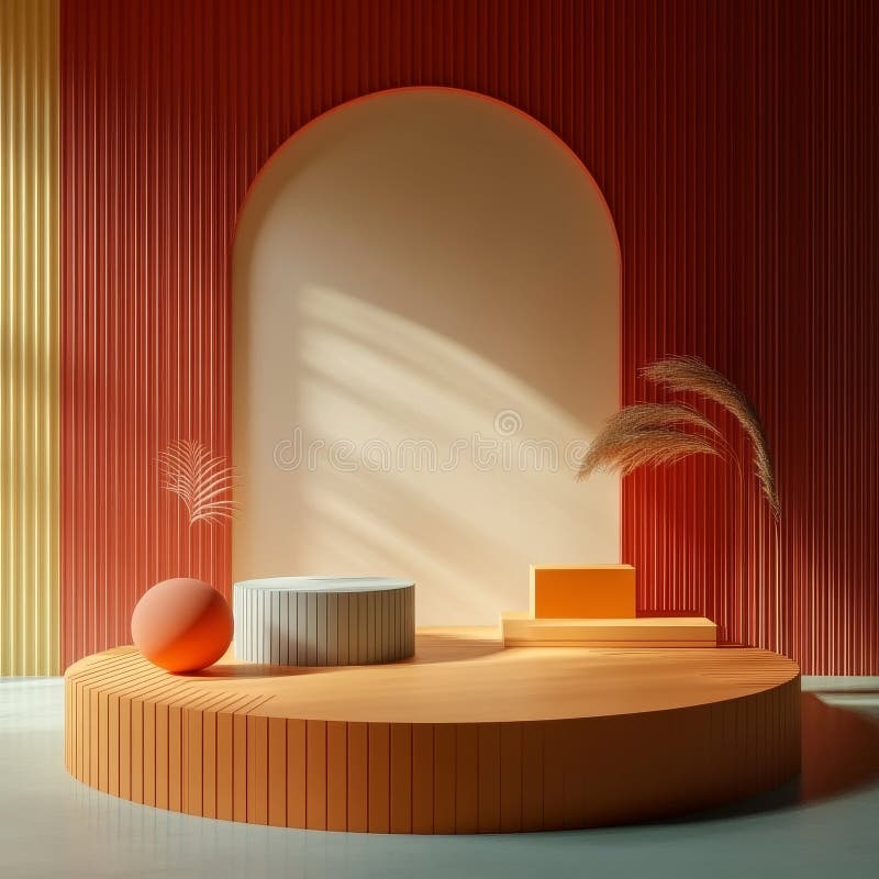 3d Render of Podium for Product Display with Geometric Shapes and ...