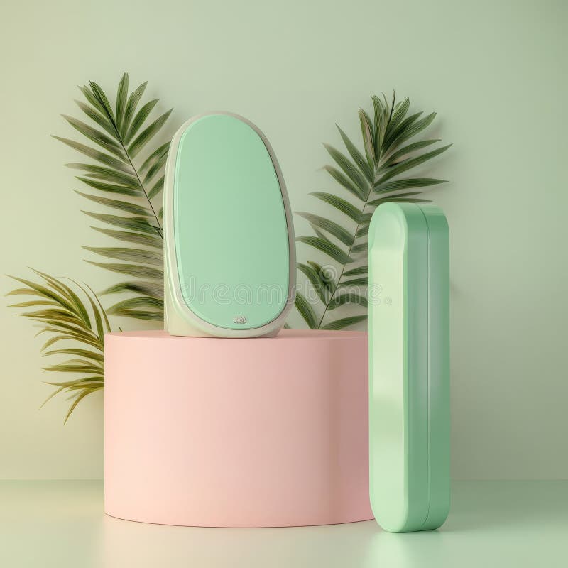 3d Render of Podium for Product Display with Palm Leaves on Background ...