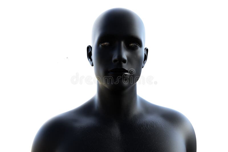 3D Render. Portrait of a Black Bald Man on a White Background. Stock ...