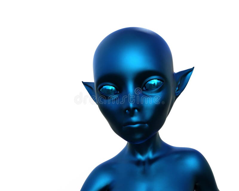 3d Render. Portrait of a Blue Elf on a White Background. Stock ...