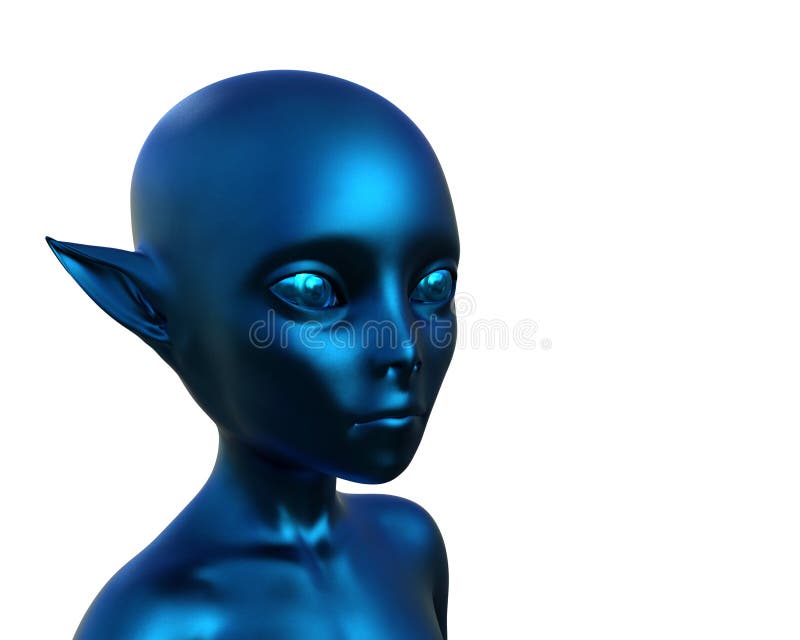 3d Render. Portrait of a Blue Elf on a White Background. Stock ...