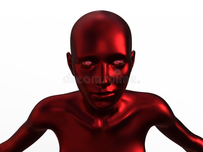 3D Render Portrait of a Red Bald Woman on a White Background. Stock ...