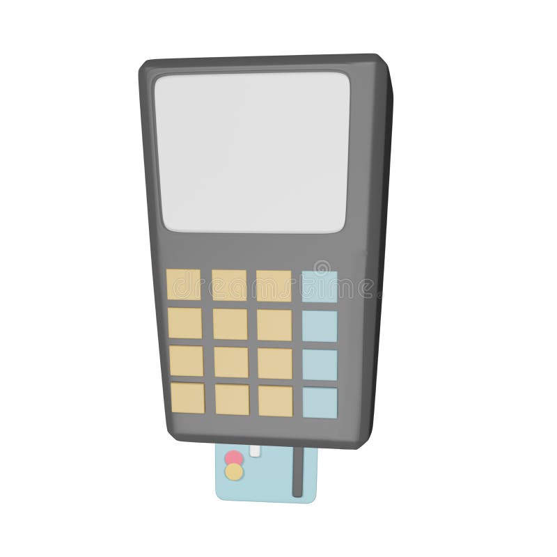 3D Render of Pos Machine with Card Stock Illustration - Illustration of ...