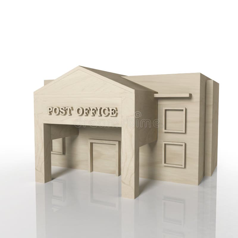 3D Render of Post Office Building with Reflection Stock Illustration ...