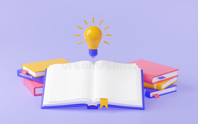 3d Render, Power of Knowledge Concept, Book, Lamp Stock Illustration ...