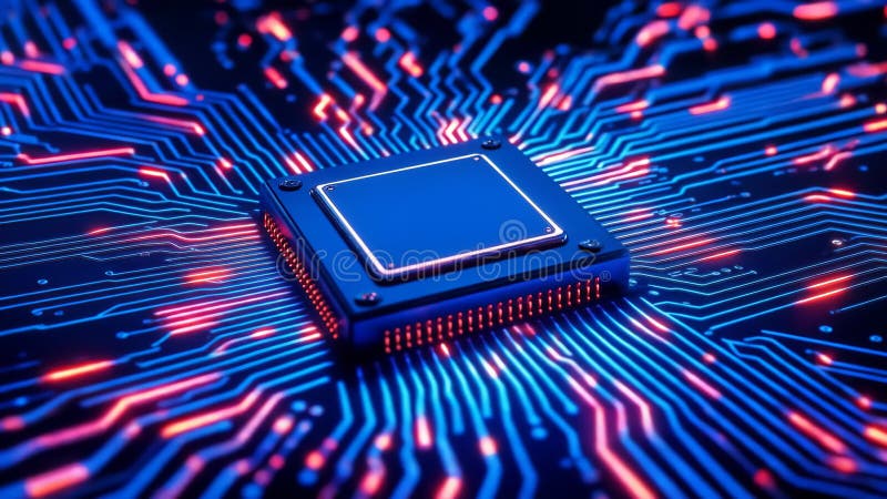Futuristic CPU Processor with Glowing Lights on a Circuit Board. AI ...