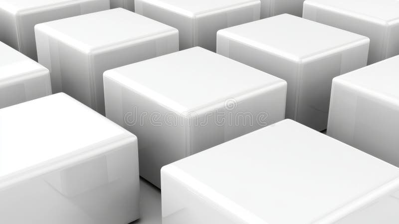 This 3D Render Presents a White Tech Background with a Geometric 3D ...