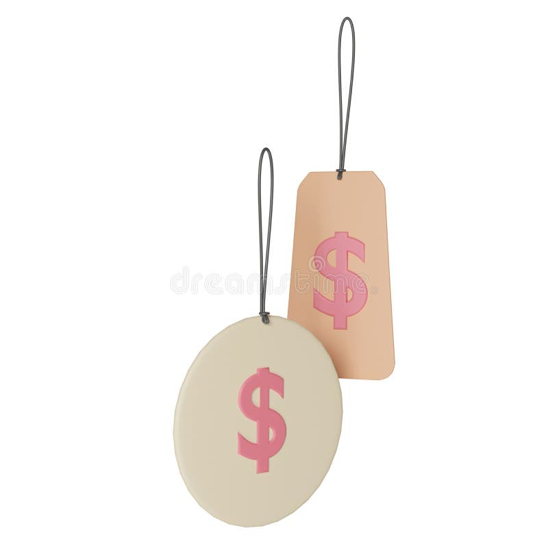 3D Render Price Tag or Coupon Icon in Light Peach Stock Illustration ...