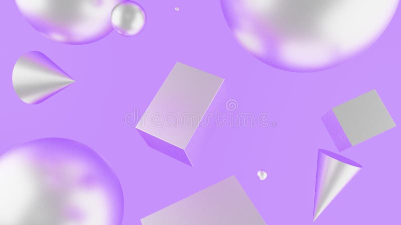 3D Render of Primitives Objects with Silver Metal Materials on Azure ...