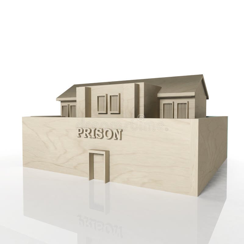 3D Render of Prison Building with Reflection Stock Illustration ...