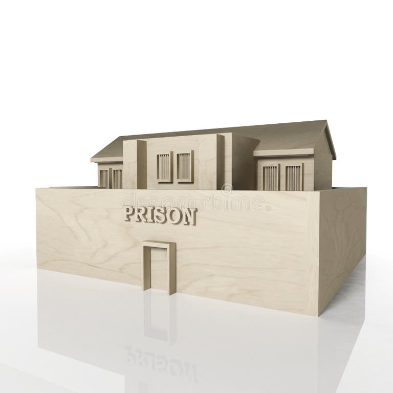 3D Render of Prison Building with Reflection Stock Illustration ...