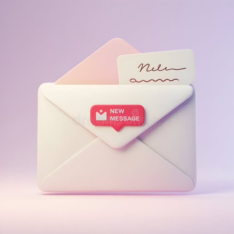 Pristine White Mail Envelope with New Message Notification Stock ...