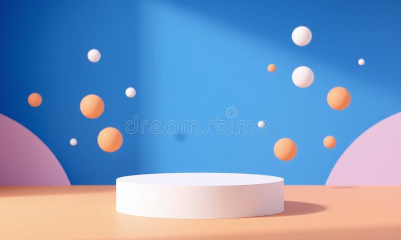 3D Render Product Display Podium White Circular Platform Stock ...